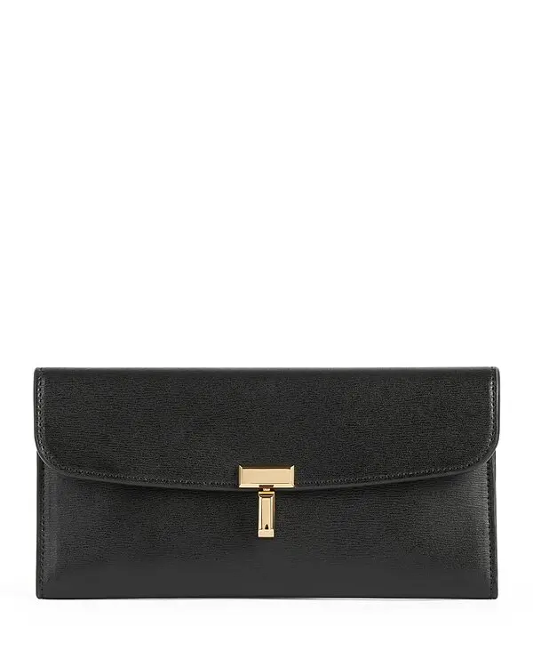 TOTEME T-lock Leather Wallet - Black