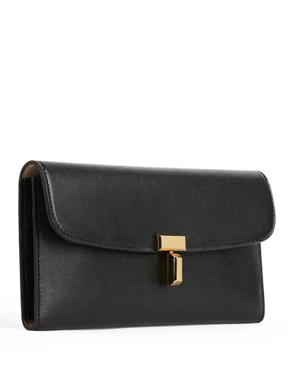 TOTEME T-lock Leather Wallet - Black