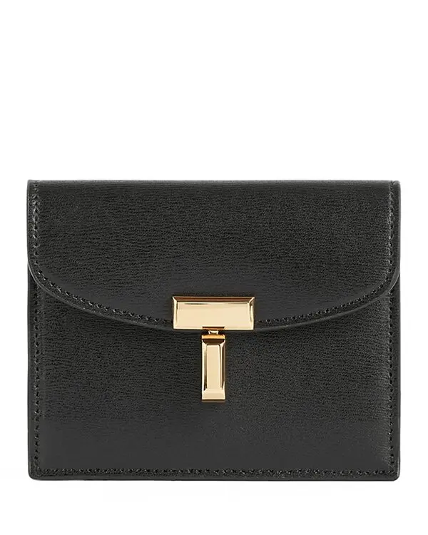 TOTEME T-lock Leather Cardholder - Black