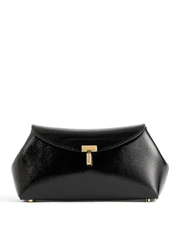 TOTEME Mini T-lock Naplack Leather Clutch - Black