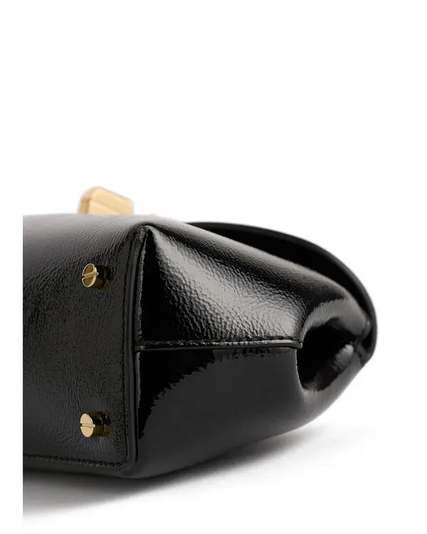 TOTEME Mini T-lock Naplack Leather Clutch - Black