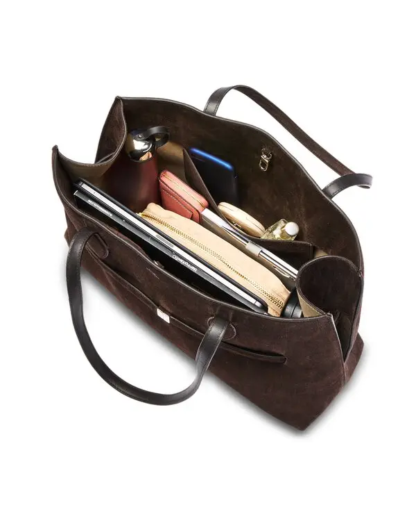 TOTEME Large Suede Lounge Tote - Dark Brown