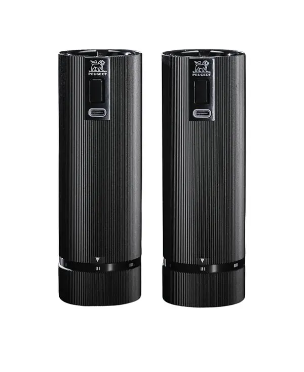 PEUGEOT Night Line Electric Duo U'select Pepper Mill And Zirlion Salt Mill Set, 6 - Matte Black Aluminum