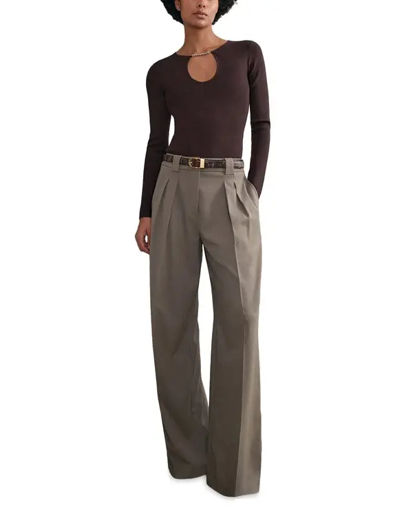 REISS Tilly Keyhole Cut Out Top - Plum