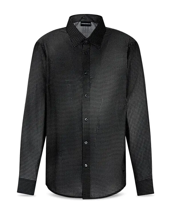 Emporio Armani Micro Pattern Print Comfort Fit Button Down Shirt