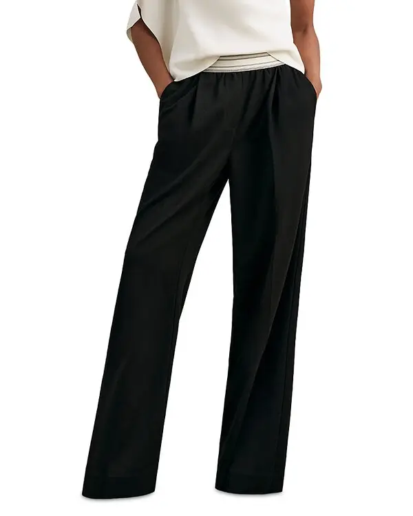 REISS Camelia Waistband Wide Leg Pants
