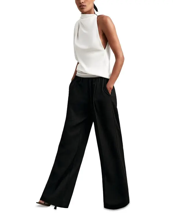 REISS Camelia Waistband Wide Leg Pants