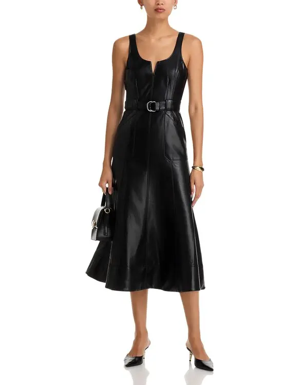 Cinq À Sept Portia Faux Leather Midi Dress