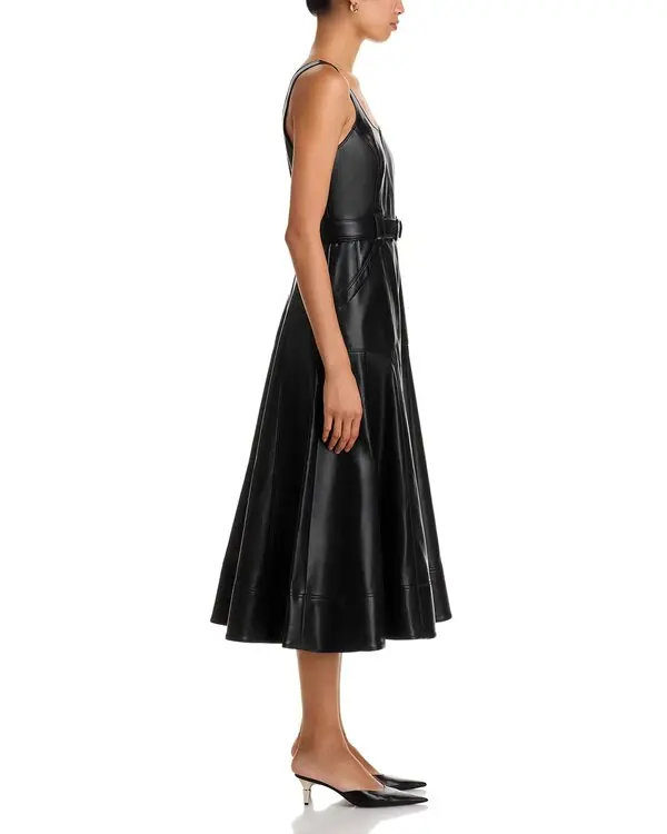 Cinq A Sept Portia Faux Leather Midi Dress - Black - 00