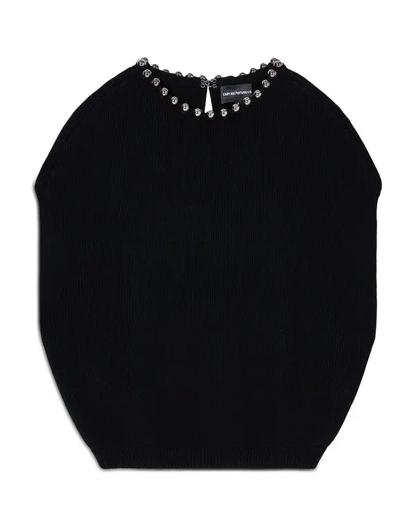 Emporio Armani Metallic Sphere-trimmed Wool And Cashmere Sweater