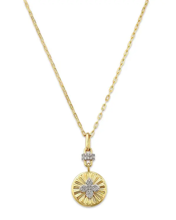 Bloomingdale'S Diamond Sunray Disc Pendant Necklace In 14k Yellow - Gold