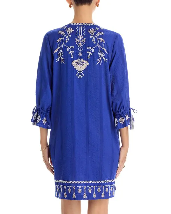 Johnny Was Tie-front Kimono Sleeve Embroidered Dress