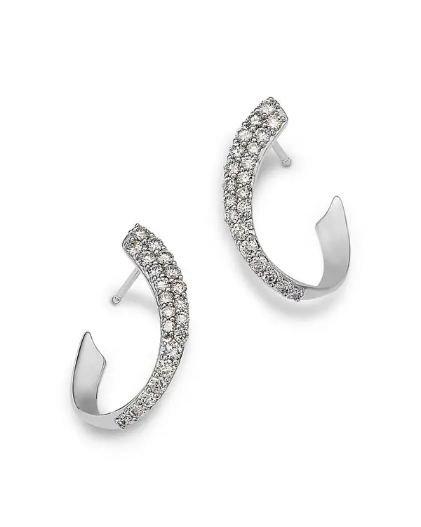 Bloomingdale'S Diamond Spiral Hoop Earrings In 14k Gold 0.70 Tcw - White Gold