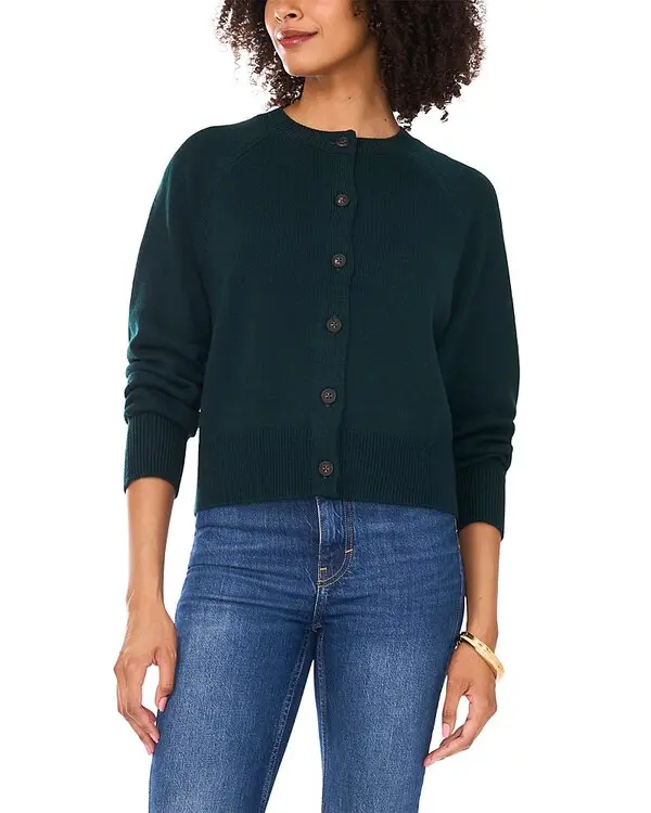 Vince Camuto Raglan Sleeve Crewneck Cardigan - Forest Night