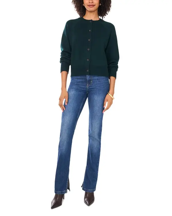 Vince Camuto Raglan Sleeve Crewneck Cardigan - Forest Night