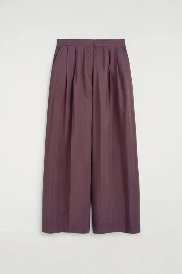 Cos Pleated Modal Wide-leg Trousers - Red
