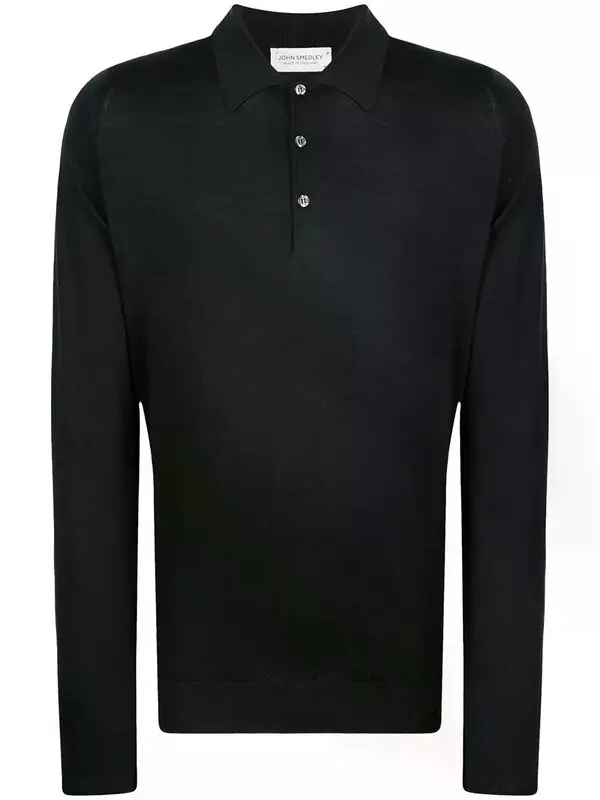 John Smedley Long Sleeved Knitted Polo Shirt