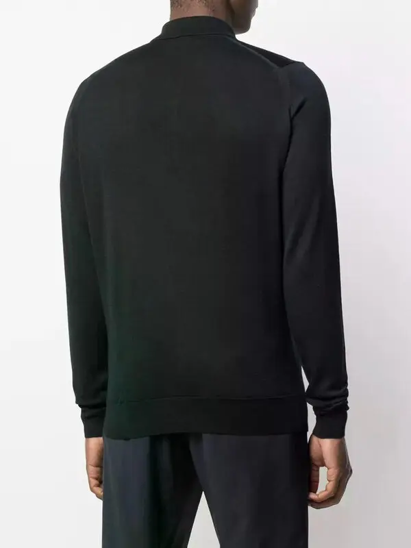John Smedley Long Sleeved Knitted Polo Shirt