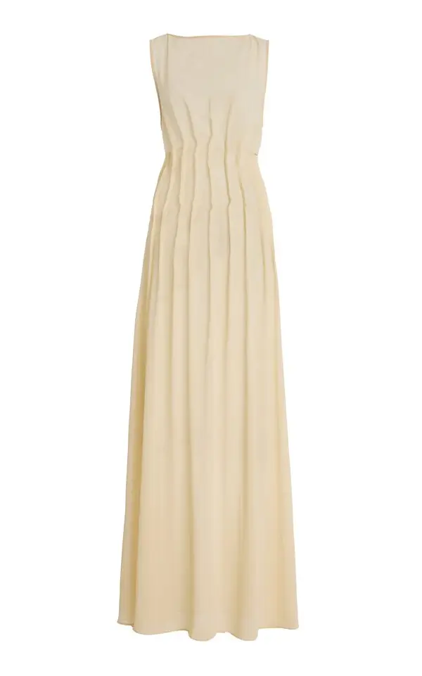 Arcina Ori Audrey Crepe-georgette Maxi Dress - Neutral