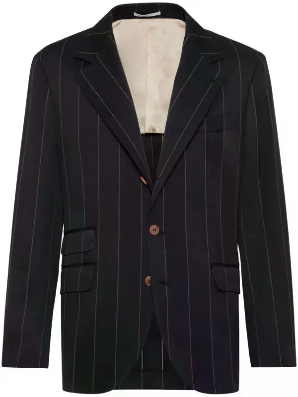 Brunello Cucinelli Stripe-pattern Wool-blend Blazer
