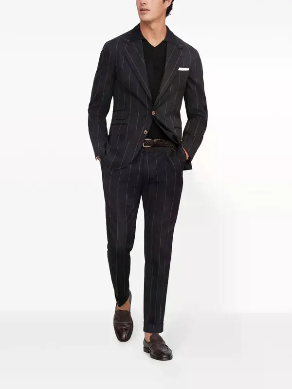 Brunello Cucinelli Stripe-pattern Wool-blend Blazer