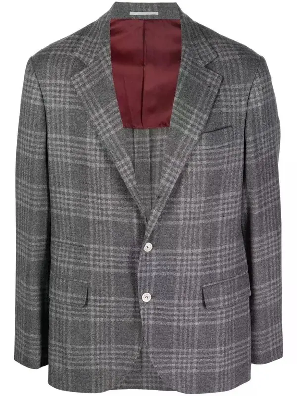 Brunello Cucinelli Check-pattern Wool-blend Blazer
