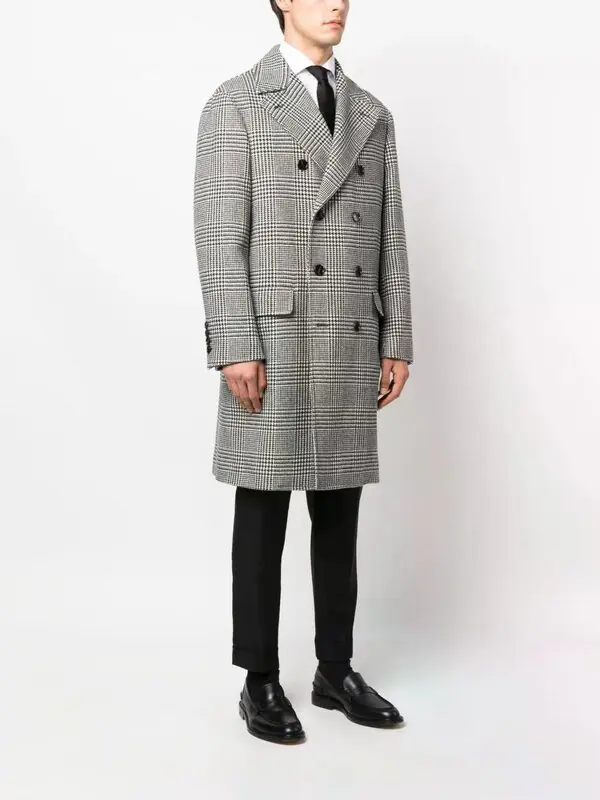 Brunello Cucinelli Double-breasted Checked Virgin Wool Coat