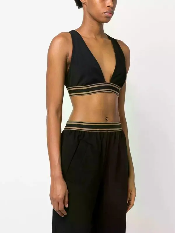 Brunello Cucinelli Striped V-neck Crop Top