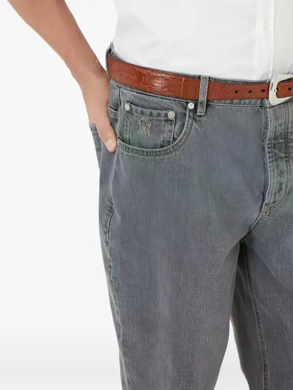 Brunello Cucinelli Cotton Straight-leg Jeans With Logo Detail