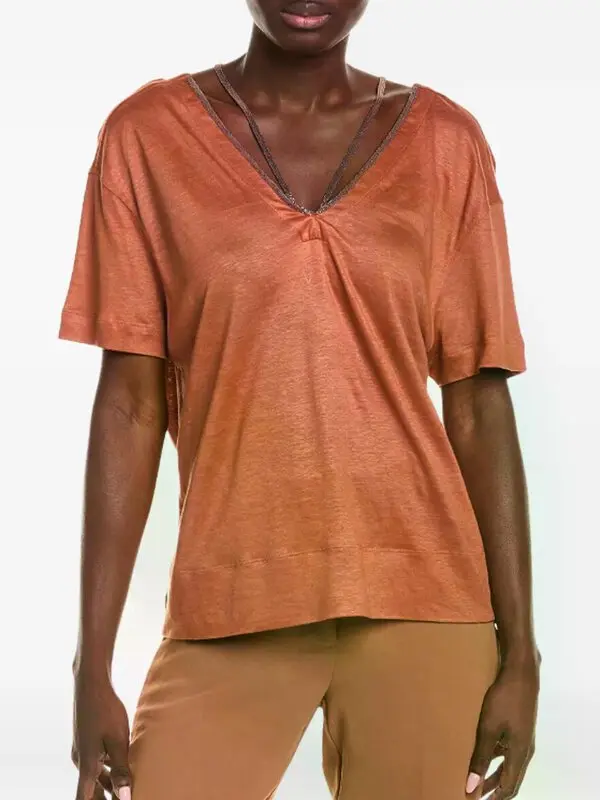 Brunello Cucinelli Embellished V-neck T-shirt