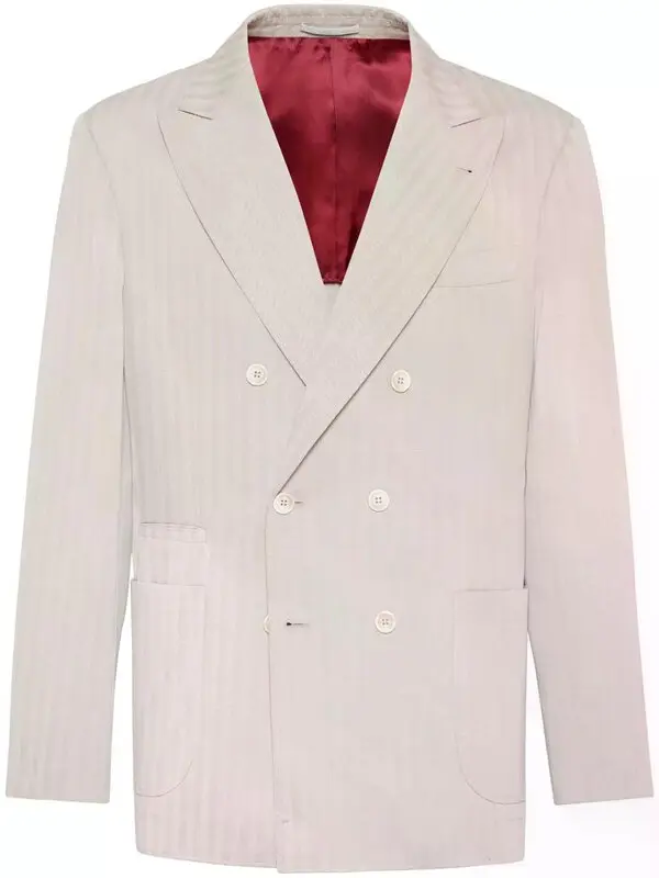 Brunello Cucinelli Striped Double-breasted Blazer - Neutrals
