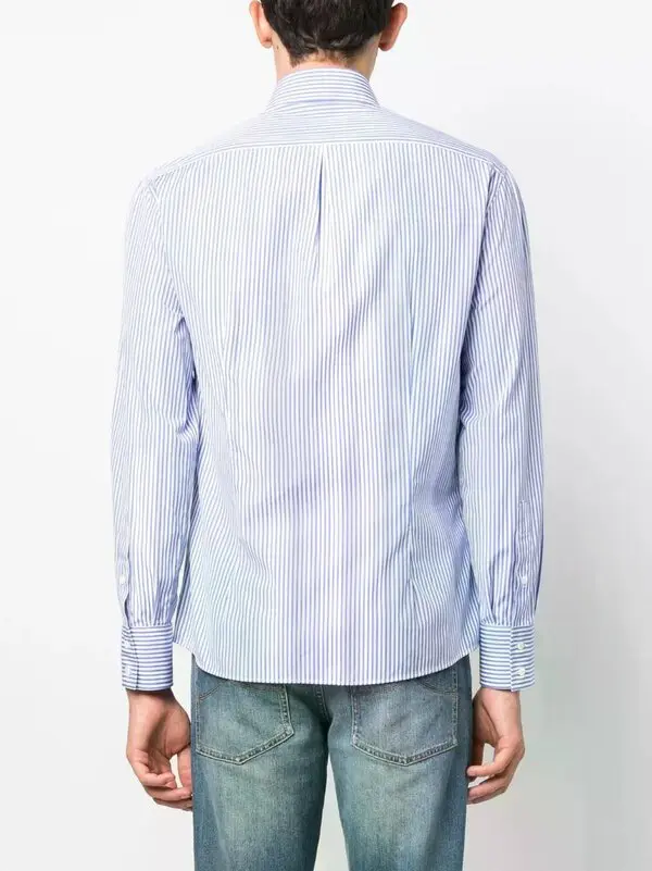 Brunello Cucinelli Striped Long-sleeved Cotton Shirt