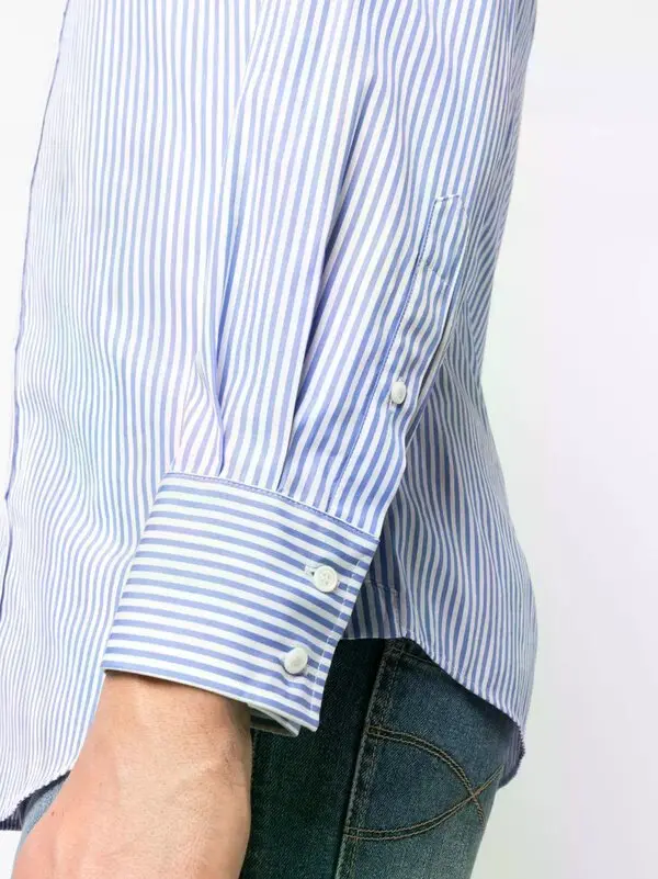 Brunello Cucinelli Striped Long-sleeved Cotton Shirt