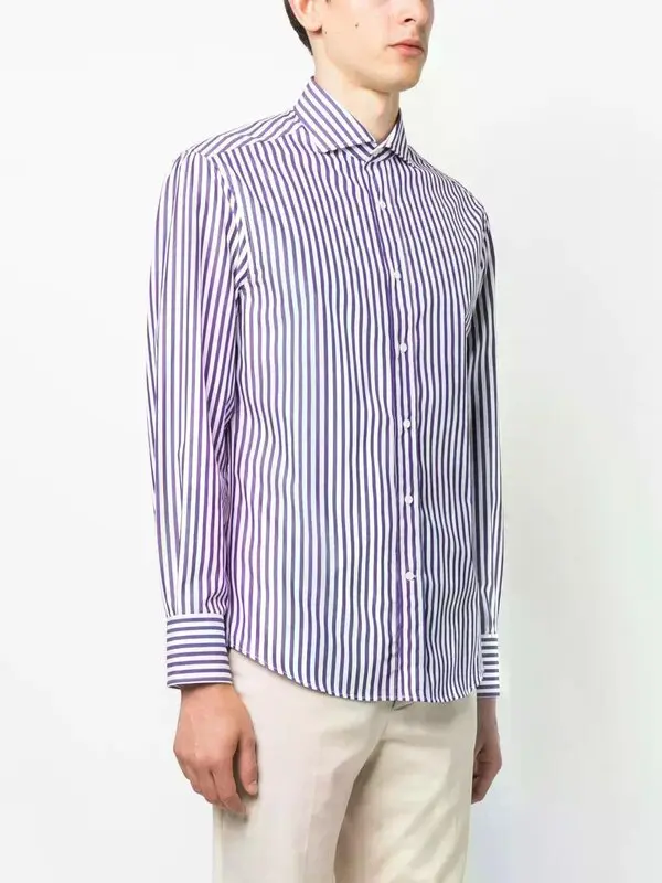 Brunello Cucinelli Striped Long-sleeve Cotton Shirt