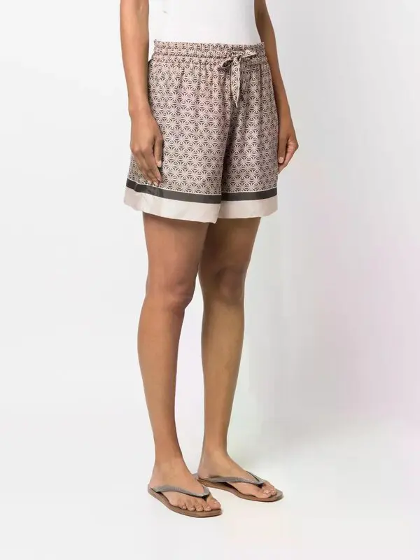 Brunello Cucinelli Graphic-print Silk Shorts