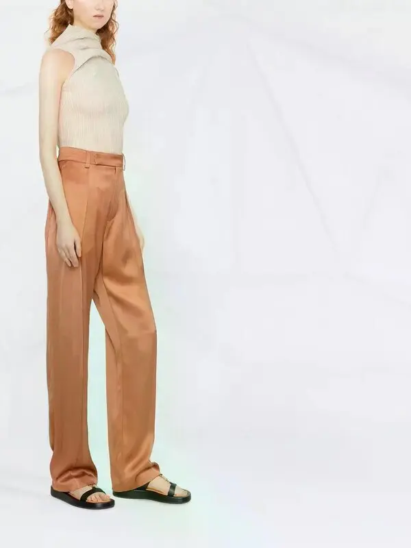 Brunello Cucinelli High-waisted Silk Tailored Trousers