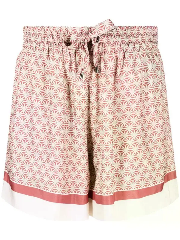 Brunello Cucinelli Geometric-print Silk Shorts