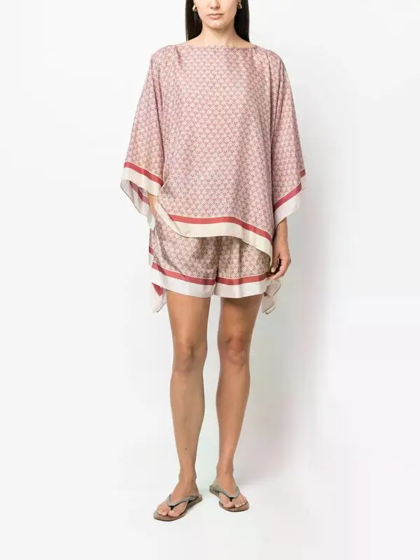 Brunello Cucinelli Geometric-print Silk Shorts