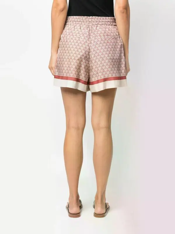 Brunello Cucinelli Geometric-print Silk Shorts