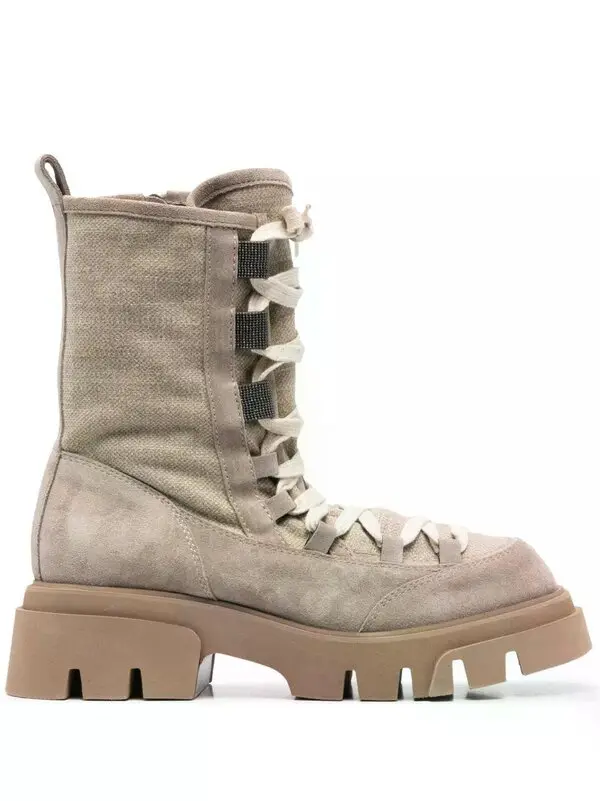 Brunello Cucinelli Eyelet-embellished Leather Boots