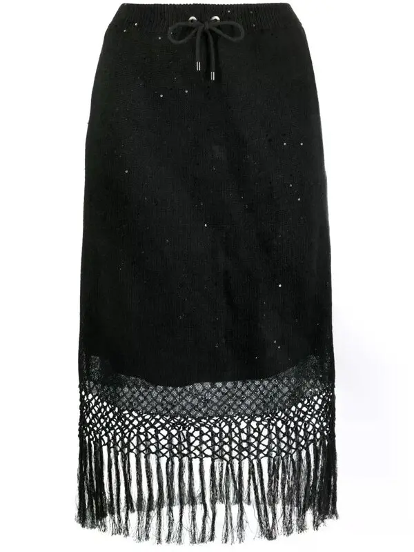 Brunello Cucinelli Fringed Edge Midi Skirt