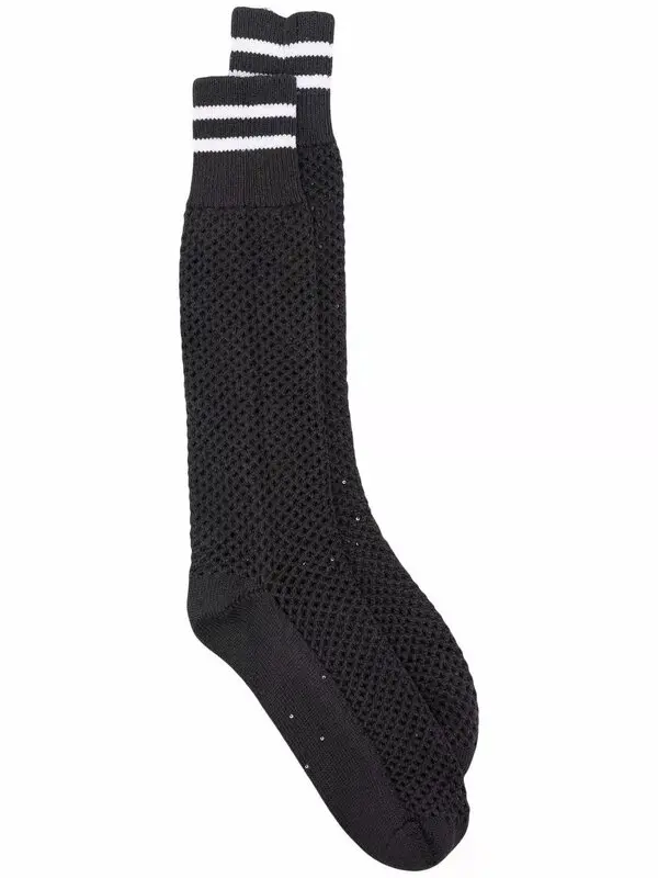 Brunello Cucinelli Striped Edge Mesh Socks - Grey
