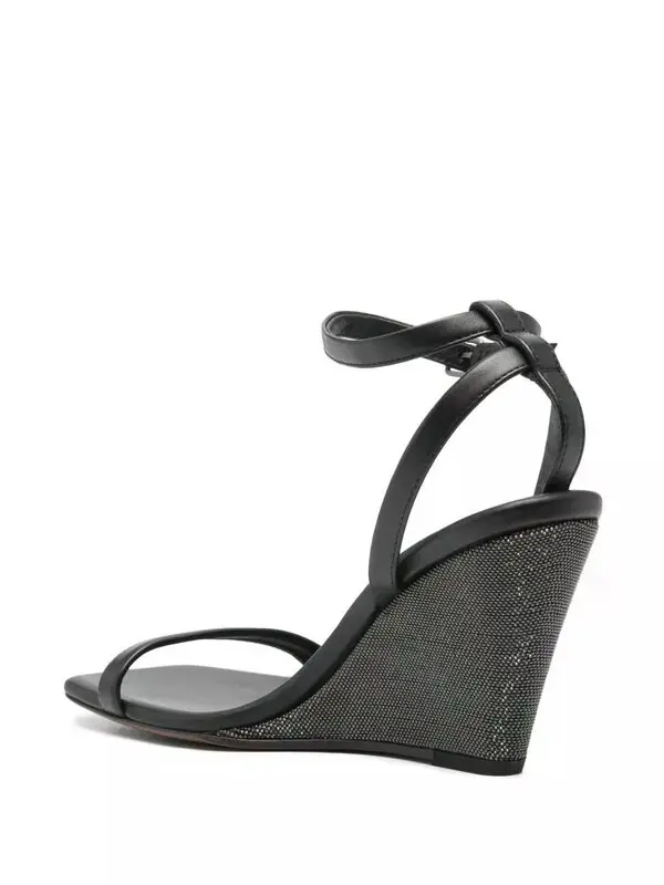 Brunello Cucinelli 90mm Leather Wedge Sandals