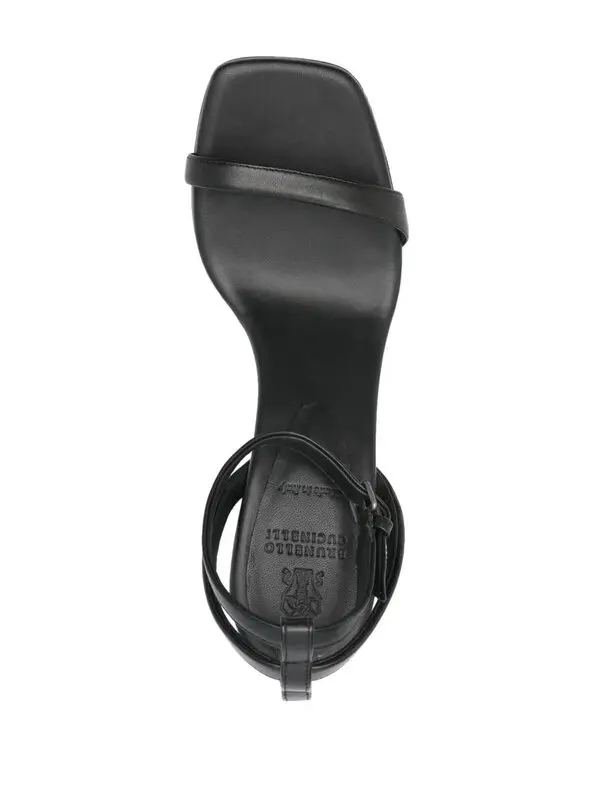 Brunello Cucinelli 90mm Leather Wedge Sandals