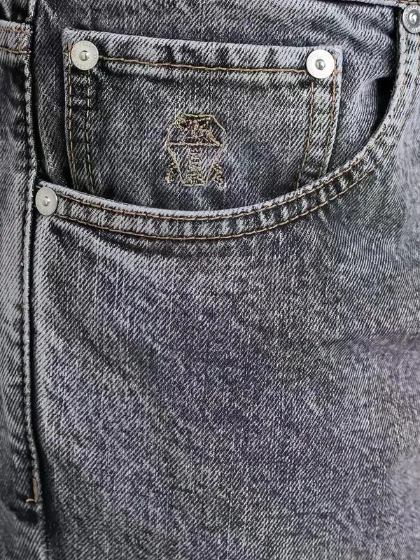 Brunello Cucinelli Embroidered-pocket Straight-leg Jeans