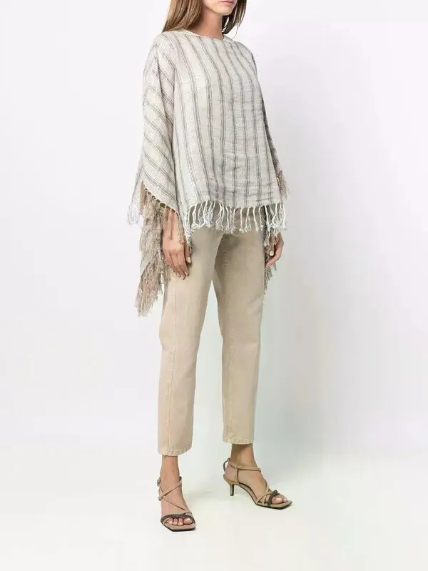 Brunello Cucinelli Striped Tassel-trim Poncho
