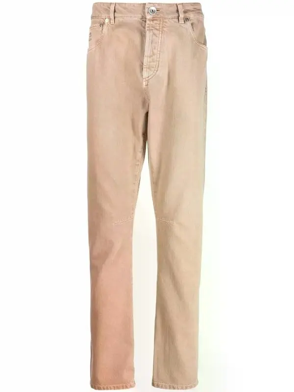 Brunello Cucinelli Embroidered Logo Straight Jeans
