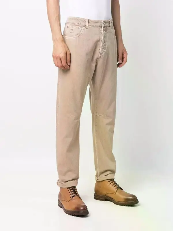 Brunello Cucinelli Embroidered Logo Straight Jeans