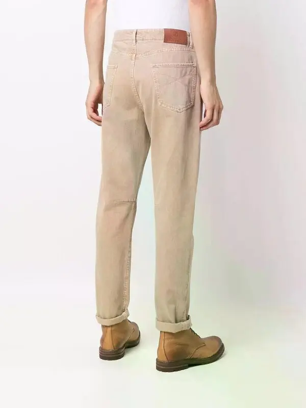 Brunello Cucinelli Embroidered Logo Straight Jeans