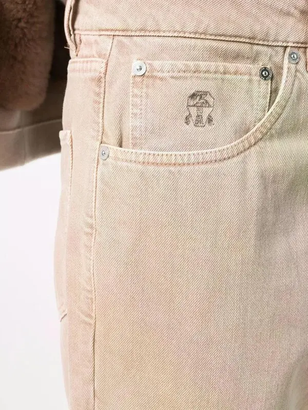 Brunello Cucinelli Embroidered Logo Straight Jeans